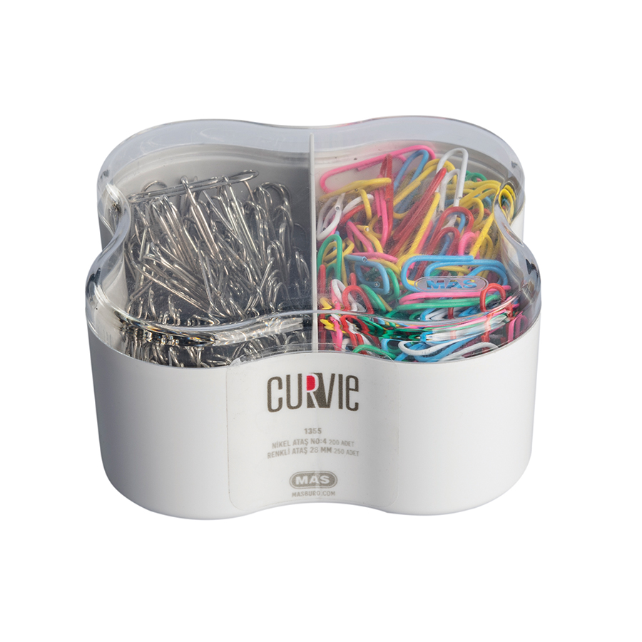 1355 - Curvie Nickel Paper Clips No:4 - Colored Paper Clips 28mm - MAS